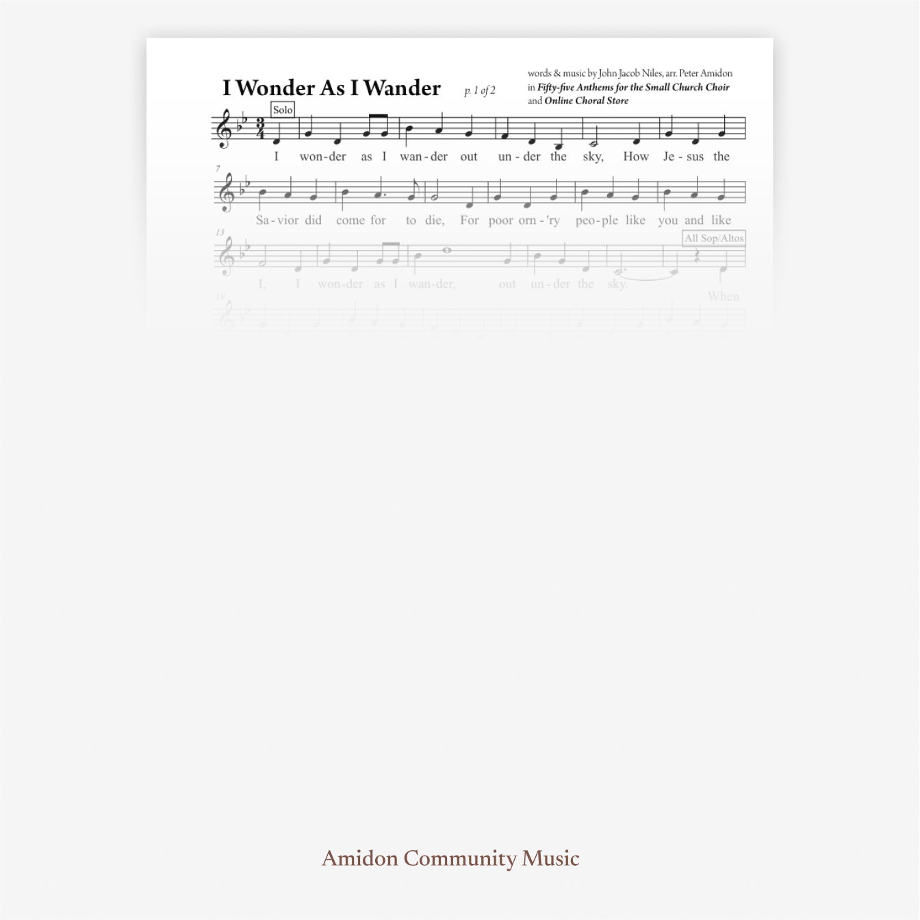 I Wonder As I Wander – Amidon Community Music